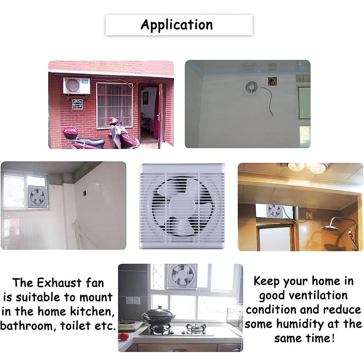 Nalle 10 Inch Window Reversible Exhaust Fan Through-wall installation Ventilation Fan Shutter Box Blower Ventilation Air Extractor for Bathroom Garage Greenhouse Panel size 13.5X13.5