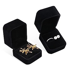 iSuperb Set of 2 Unit Classic Velvet Couple Ring Box Earring Jewelry Case Gift Boxes 2.2x1.9x1.6 inch
