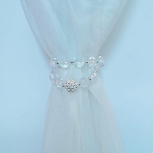 Strong Magnetic Curtain Tiebacks Crystal Acrylic Beaded Curtain Ties Curtain Tie Backs for Curtains Curtain Holdbacks Curtain Holders for Drapes Curtain Holdback for Home Office Bedroom 1pcs