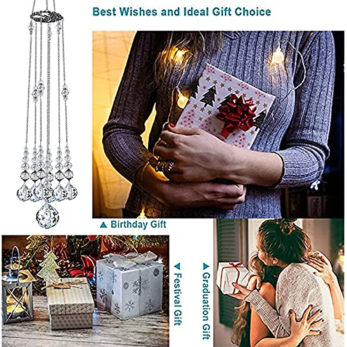 H&D HYALINE & DORA Crystals Ball Prisms Suncatcher Tree of Life Hanging Ornament Rainbow Maker for Home,Garden Fengshui Decoration