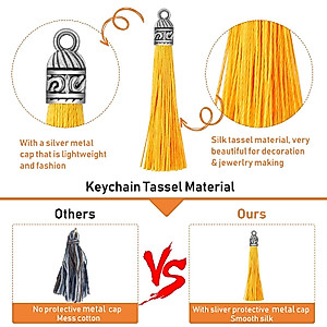 Tassels for Jewelry Making, Flasoo 100 Pieces Keychain Tassel Charms Silky Handmade Tassels Bulk for Resin DIY Crafts, Bracelets, Earrings, Keychain, Necklace