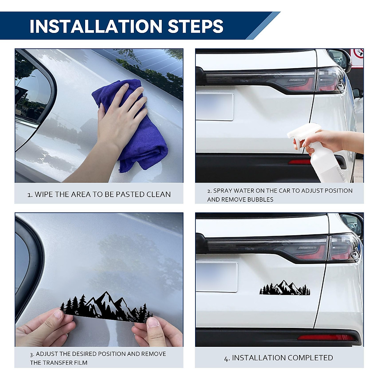 QUICTO 2 PCS Vinyl Car Snowy Mountain Tree Sticker, Car Body Mountain Range Graphic Logo Sticker, for SUV Truck Off-Road Vehicle, Universal Car Sticker Accessories