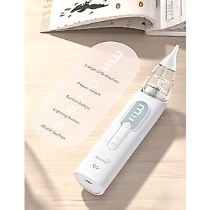 GROWNSY Upgrade Nasal Aspirator for Baby, Rechargeable Baby Nose Sucker, Electric Nose Suction for Baby with Advanced Soothing Music and Light Design, Food-Grade Silicone Tips, 3 Suction Modes