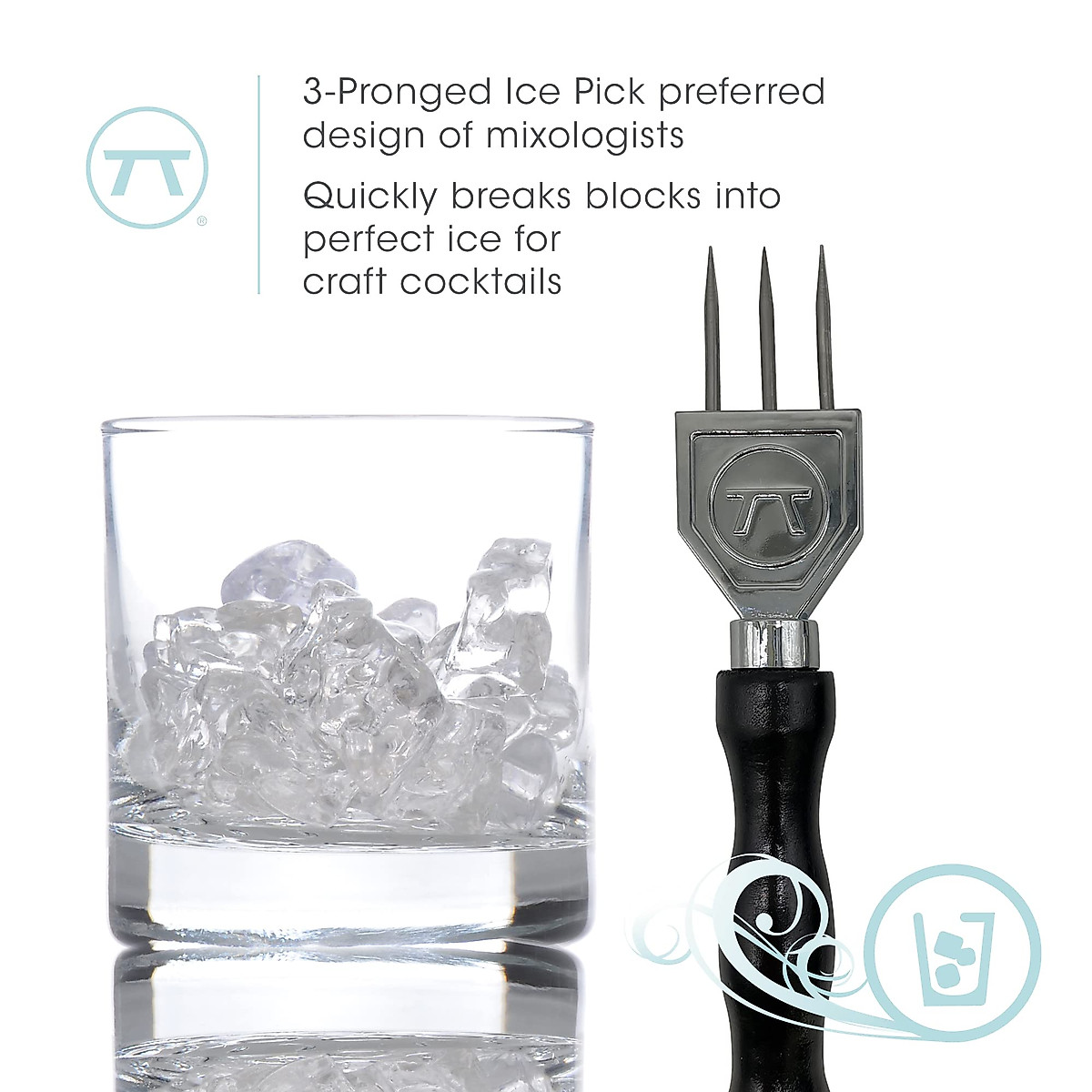 Outset Bartending Tool, Metal Ice Pick with Wood Handle, 7.25"