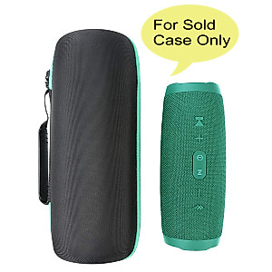 co2CREA Hard Travel Case Replacement for Replacement for JBL Charge 4 /Replacement for JBL Charge 5 Waterproof Bluetooth Speaker (Black Case + Teal Zipper)