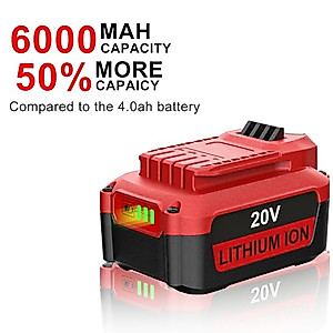 Bakipante 2Pack 20V 6.0Ah Lithium Battery Replacement for Craftsman CMCB202 CMCB204 CMCB0206 and CMCB104 Charger Replacement for Craftsman Compatible with V20 Tools