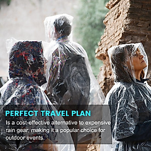 PTEROMY Thickened Disposable Rain Ponchos for Adults, 1.5mil Rain Poncho (5Pk)
