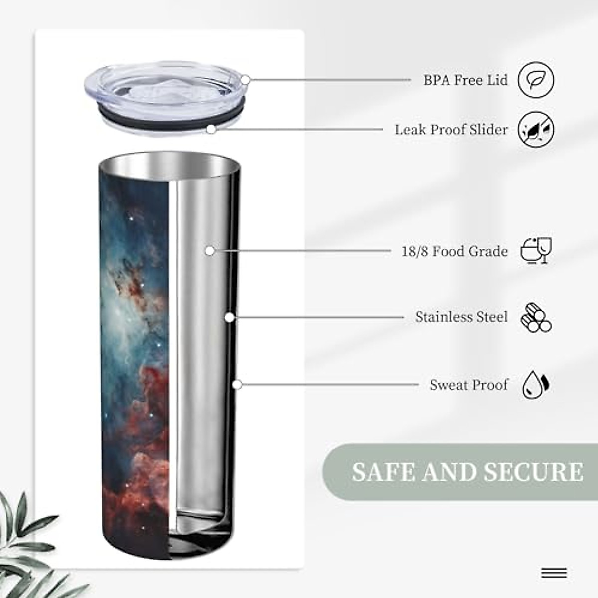 Tangopi Space Cloud 20 oz Tumbler with Lid and Straw Insulated Travel Coffee Mug Reusable Spill Proof Coffee Cups Stainless Steel Water Bottle for Hot and Cold Drinks