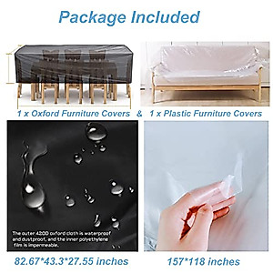 Restland Patio Furniture Covers Waterproof Heavy Duty Covers for Outdoor Table and Chair, Durable UV Resistant Snow Protection Couch Set Covers for Rainy Day,Black,82.67*43.3*27.55 Inches