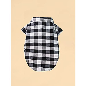 Milumia Pet Outfits Plaid Dog Shirt for Small Medium Dogs Bow Button Up Shirts Cat Clothes Black and White Small