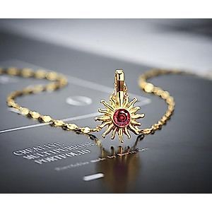 Ankiyabe 14 K Gold Plated Sun Necklace with Cubic Zirconia Birthstone for Best Friend Sunshine Pendant for Bestie BFF Gift (July)