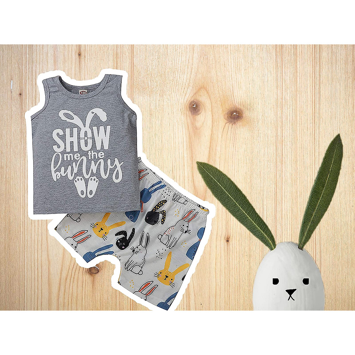 Toddler Baby Boy Girl Easter Shirt Top ＋Bunny Pants Unisex Summer Clothes Outfit Sets 2Pcs