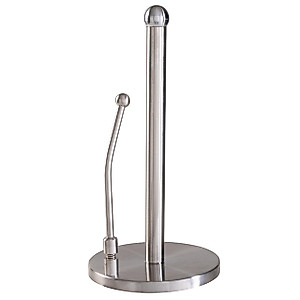 Kitchen Details Stainless Steel Paper Towel Holder | Tension Dispenser Bar | Easy Tear | Weighted Base | Standard Roll | Countertop