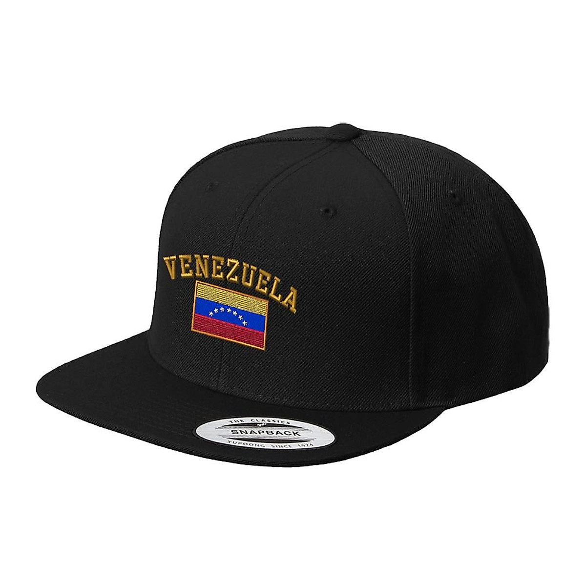 Speedy Pros Venezuela Flag Embroidered Flat Visor Snapback Hat Black