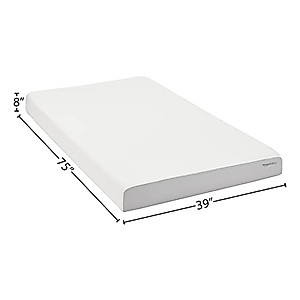 Amazon Basics Memory Foam Mattress, Soft Plush Feel, 8 Inch, Twin, White/Grey