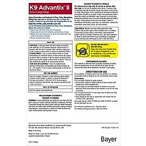 Bayer K9 Advantix II Flea and Tick Prevention for Extra-Large Dogs 4-Pack, Over 55 Pounds
