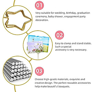 BOYIVI 40 Pieces Metal Wire Floral Place Card Holder Pick Love Floral Card Holder Picks Gold Card Note Table Number Memo Holder Gold Photo Clip for Wedding Birthday Baby Shower Party Favor (Round)