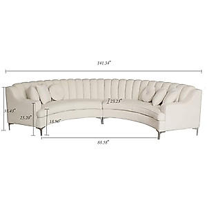 Legend Vansen Curved Sectional for Living Room Velvet Symmetrical Modular Sectional Sofa Couch