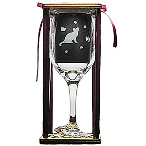 Cat Stemmed Wine Glass with Charm and Presentation Packaging