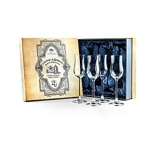 GLASSIQUE CADEAU Cognac, Brandy, Tequila and Dessert Wine Snifter Glasses | Set of 4 Small Tasting Tulip Copitas for Sipping Spirits, Madeira, After Dinner Drinks