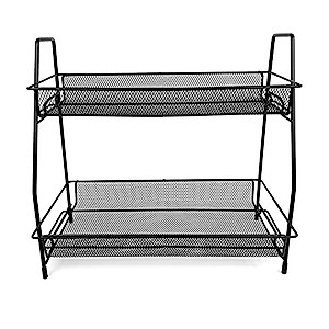 Glynae Kitchen countertop organizer spice rack L35 x W17 x H32.5 cm Bathroom counter organizer storage shelf easy to install and firm - Black