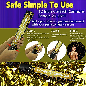 Confetti Cannon Gold Party Poppers - 6 Pack 12 Inch Confetti Poppers for Wedding Celebration Birthday Party Celebration Baby Shower Decorations Christmas New Year Graduation