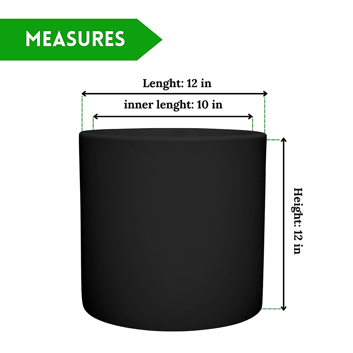 Elly Décor 12 inch Round Cylinder Plastic Planter with Drainage, Round Classic Smooth Texture, Lightweight & Extremely Durable 12" x 12" Cylinder Pot Black