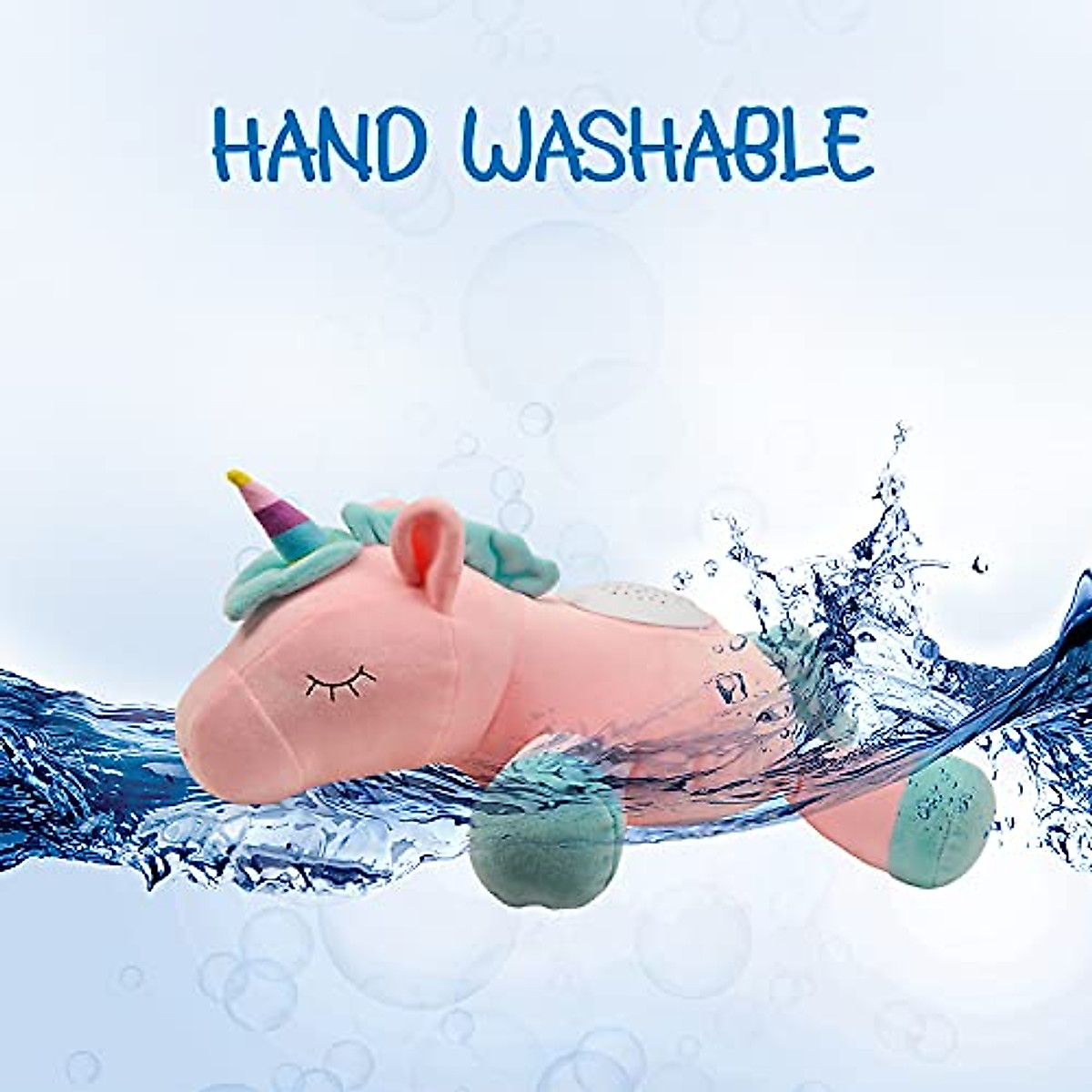 Linzy Toys Starry Night Baby Night Light with Projector with Soothing Sounds, Lullabies and White Noise Soother for Kids, Nursery Decor, Stuffed Animal Unicorn (57801), Pink