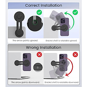 MoKo Magnetic Phone Holder for Laptop, 90° Adjustable Desktop Monitor Laptop Phone Side Mount fits iPhone 14/13/12 Series, Slim Portable Foldable Computer Monitor Expansion Bracket for Mobile Phone
