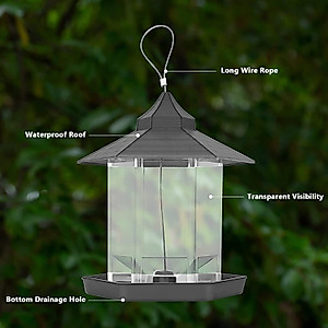 Wild Bird Feeders for Outdoors Hanging with High Capacity, Easy to Clean and Fill, Durable Construction, Perfect for Backyard Gardens and Patio Décor,Gray