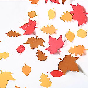 Thanksgiving Day Decoration Garland Fall Leaves Circle Dots Paper Streamers (3Pcs 157 inches) for Giving Thanks Party, Hanging Bunting Banner Backdrop Decorations for Autumn Party Supplies
