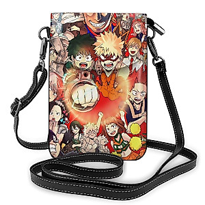 Anime Small Crossbody Bags,Shoulder Purse Leather Cell Card Slots Wallet,Fashion Anime Case Handbag Phone Pocket Phone Purse Wallet For Women