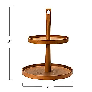 Main + Mesa Wood 2-Tier Decorative Tray, Light Brown