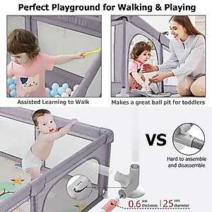 Dripex Baby Playpen, 71*47 inch Baby Playards with Zipper Gates, Kids Play Pen, Safe No Gaps, See-Through mesh, Play Pens for Babies and Toddlers, Baby Gate Playpen, Baby Fence (Grey )