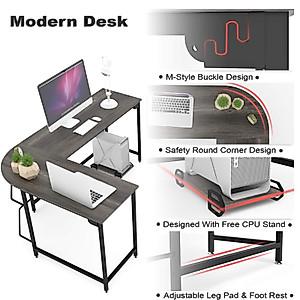 Teraves Modern L-Shaped Desk Corner Computer Desk Workstation Home Office Desk Study Writing Table