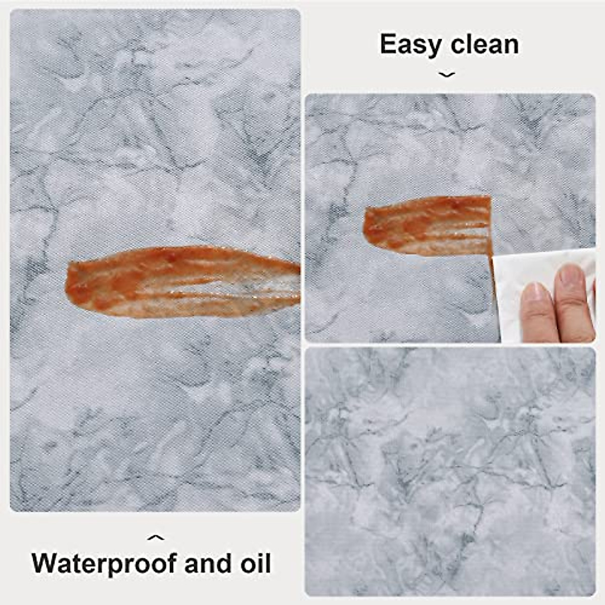 Vonabem 100% Waterproof Rectangle PVC Tablecloth, Vinyl Table Cloth Cover with Flannel Backing Oil Spill Proof Wipeable Table Cloths for Indoor Outdoor (Gray Marble,52X70IN)