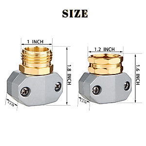 Tuopu Tool Garden Hose Repair Kit, 4 Sets Aluminum Male and Female Water Hose Connectors with Zinc Clamp, Garden Hose Repair Fittings, Water Hose Repair Ends Fit for All 5/8" and 3/4" Garden Hose