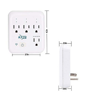 KMC Smart Tap 2-Pack, 4-Outlet Smart Plug WiFi Outlet Wall Tap, Energy Monitoring, Works with Alexa and Google Home, Remote Control Your Devices from Anywhere, No Hub Required, ETL Certified, White