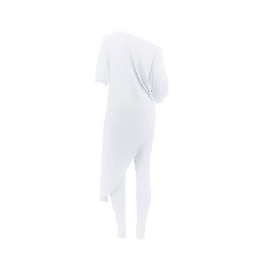 imbpceu Women's Sexy Matching Sets Oversize Tunic Top Bodycon Long Pants Two Pcs Oversized Outfits White L