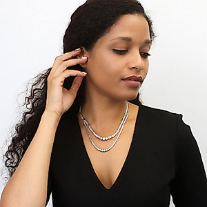 BERRICLE Sterling Silver Cubic Zirconia CZ Fashion Tennis Necklace for Women, Rhodium Plated 16"