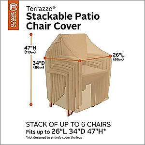 Classic Accessories Terrazzo Water-Resistant 26 Inch Stackable Patio Chair Cover, Outdoor Chair Covers