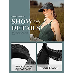 Sun Hat Womens, Straw Hats for Women, Visors for Women Beach Hats for Women Straw Visors for Women Made of Natural Raffia
