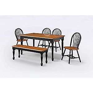 Better Homes and Gardens Autumn Lane Farmhouse Bench, Black and Oak