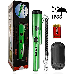 Pinpoint Metal Detector Pinpointer Waterproof - 2019 Fully Waterproof Design Metal detectors for Adults and Kids Green with Belt Holster