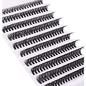 Cluster Lashes Wispy Natural Look Individual Lashes 200pcs D Curl DIY Cluster Eyelash Extension 9-16mm Mixed Tray 3D Volume Faux Mink Cluster Lashes by ZANLUFLY
