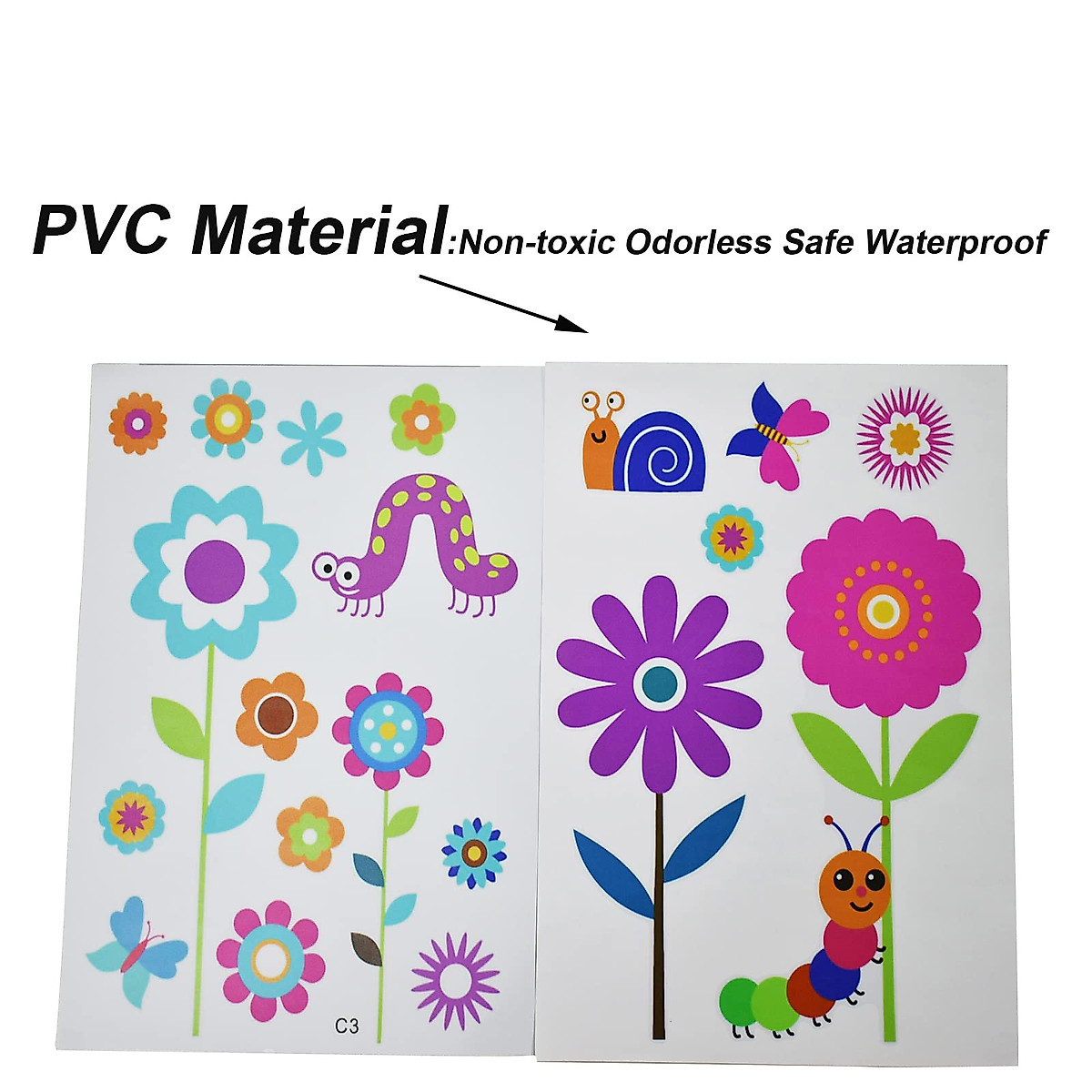 Maydahui 56PCS Garden Flower Wall Corner Decal Snail Butterfly Caterpillar Bird Snake Sunflower Grass Floral Baseboard Wall Sticker for Kids Girls Room Bedroom Nursery Classroom Home Decoration