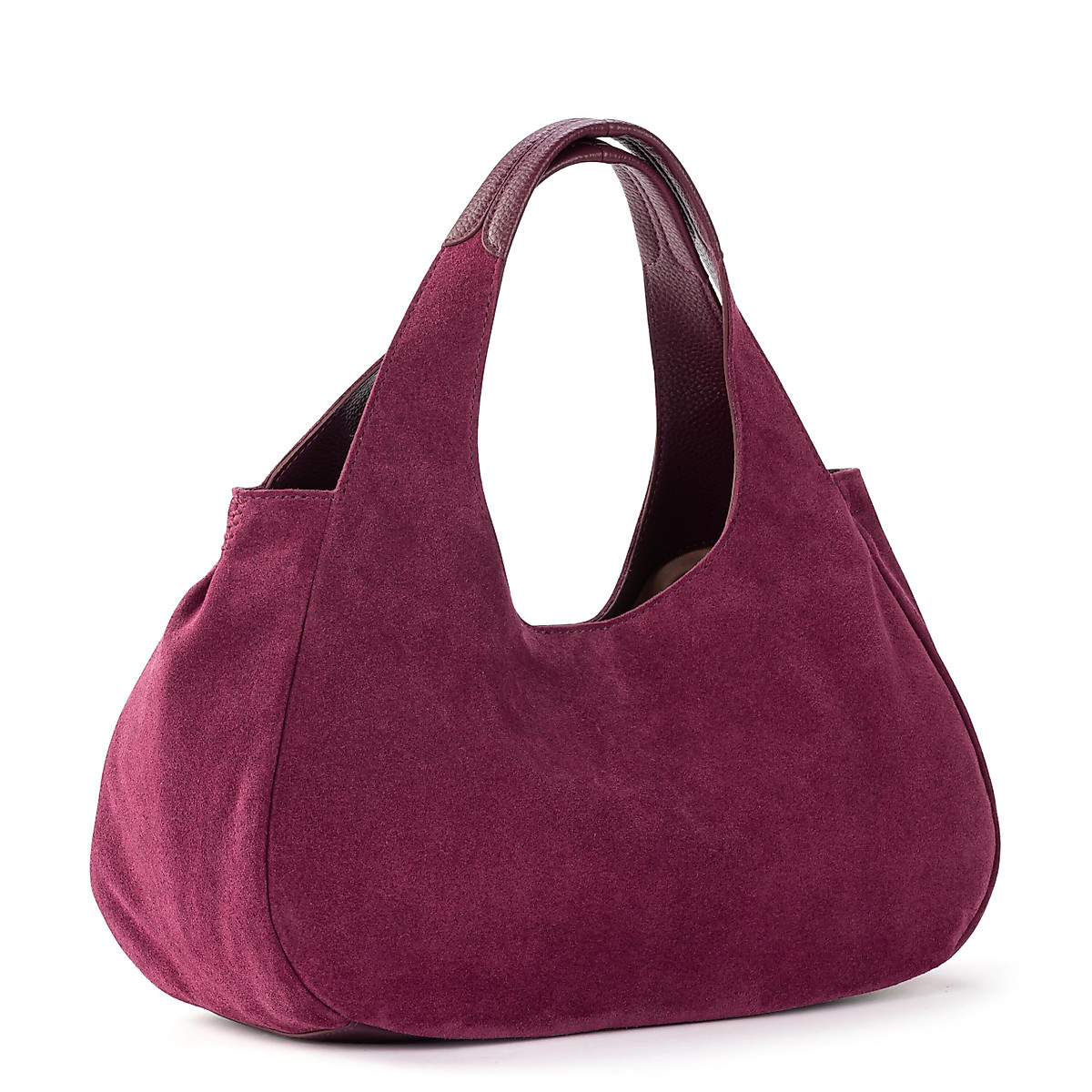 The Sak Rylan Medium Satchel in Leather, Double Handles & Removable Crossbody Strap, Currant Suede
