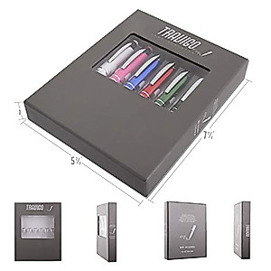 Travigo 6-Pack 3-in-1 Capacitive Stylus Tip Ballpoint Metal Pen with LED Light Set | Black Blue Red Green Pink White