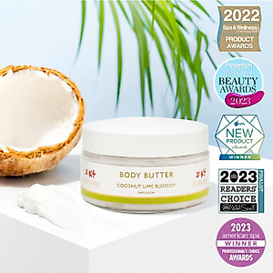 PURE FIJI Body Butter - Moisturizer Body Butter Cream - Face Cream and Body Lotion for Dry Skin with Natural Oils & Vitamin E, Body Butter For Women for Men,Coconut, 8oz
