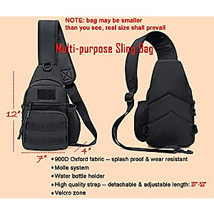 Ait fish Small Crossbody Tactical Sling Bag for Men and Women - One Shoulder Backpack for Hiking Travel - Black